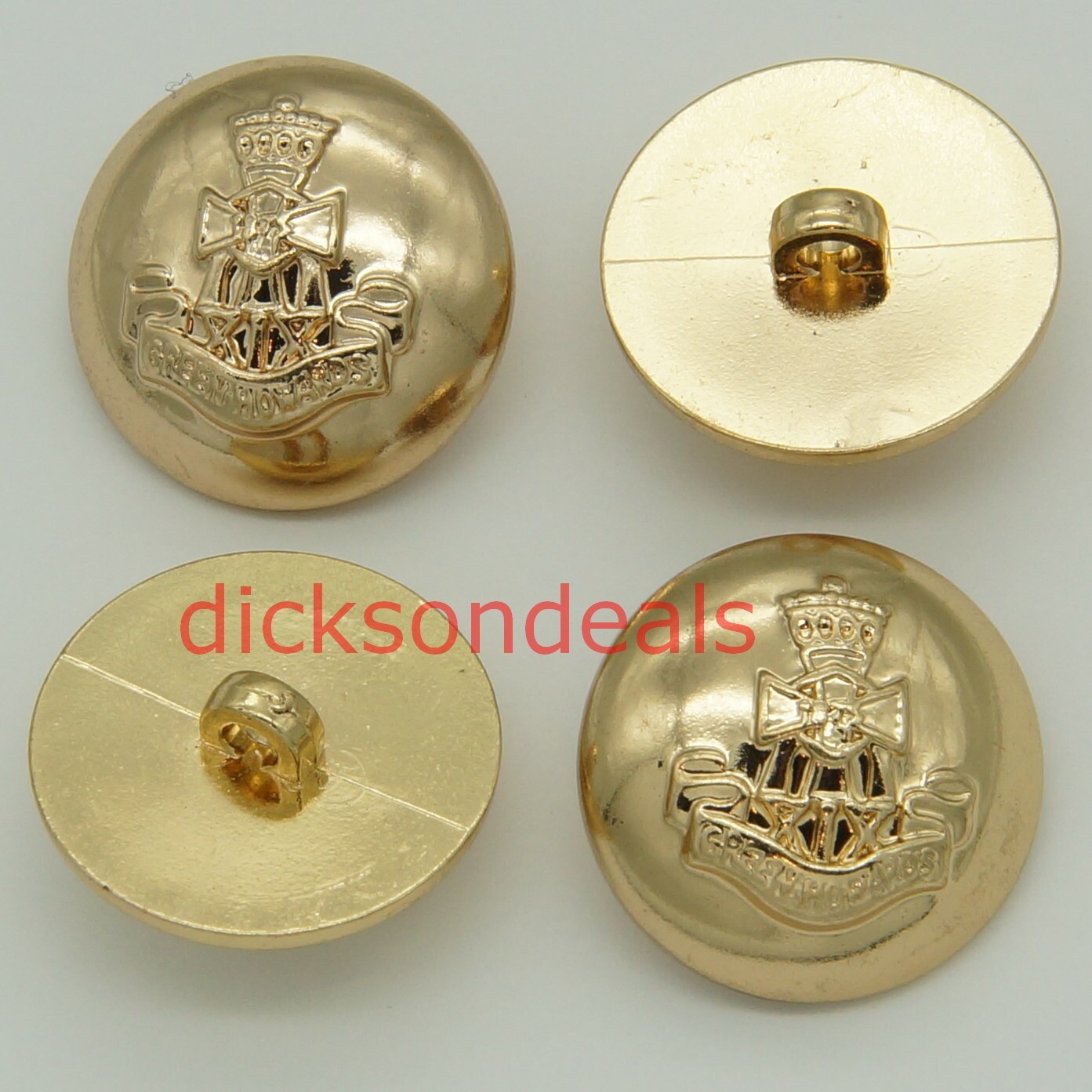 5 Military Buttons Green Howards Gold Coloured Plastic 15mm 18mm 21mm ...