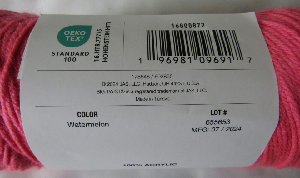 BIG TWIST Value Yarn Watermelon Acrylic Yarn - 380 Yards 6oz - #4 ...