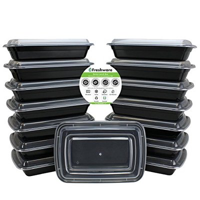 Bento Lunch Box Food Prep Containers 15 Piece With Lids 1 Section Meal ...