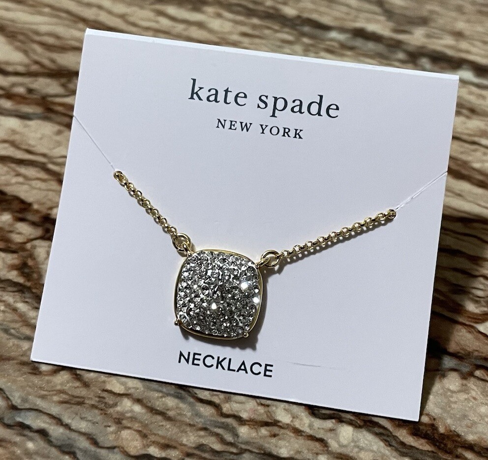 Kate Spade Jewelry Gold Necklace Crystal Pave Squared Pyramid Necklace ...