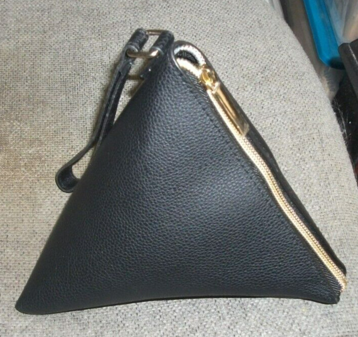 RARE TRIANGLE SHAPE, ZIPPER BAG WITH STRAP, VG+ - Gem