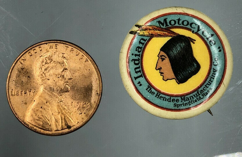 c 1910 INDIAN MOTORCYCLE Celluloid PINBACK Button Antique Advertising ...