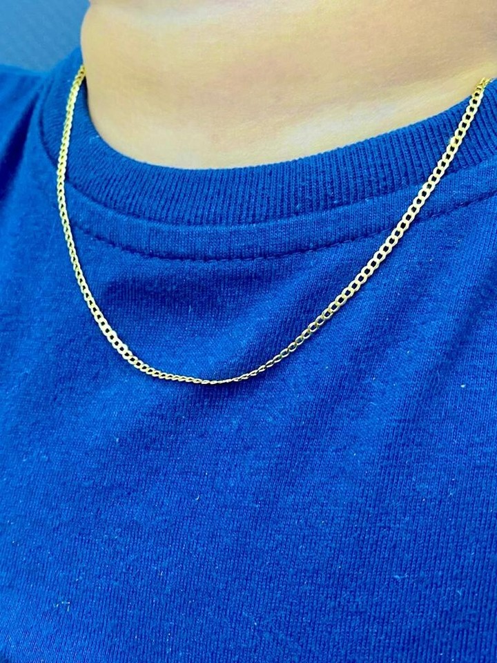 REAL 14K Yellow Gold 2MM Curb Chaint Necklace for Kids Baby Girls Boys ...