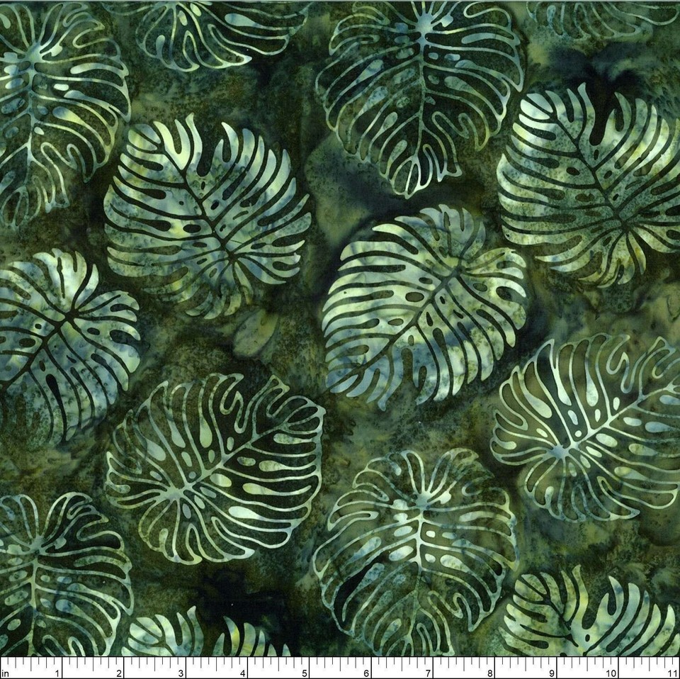 Hoffman - Bali Batiks - Forest Floor - Monstera Leaves - Pine, Fabric BTY | eBay