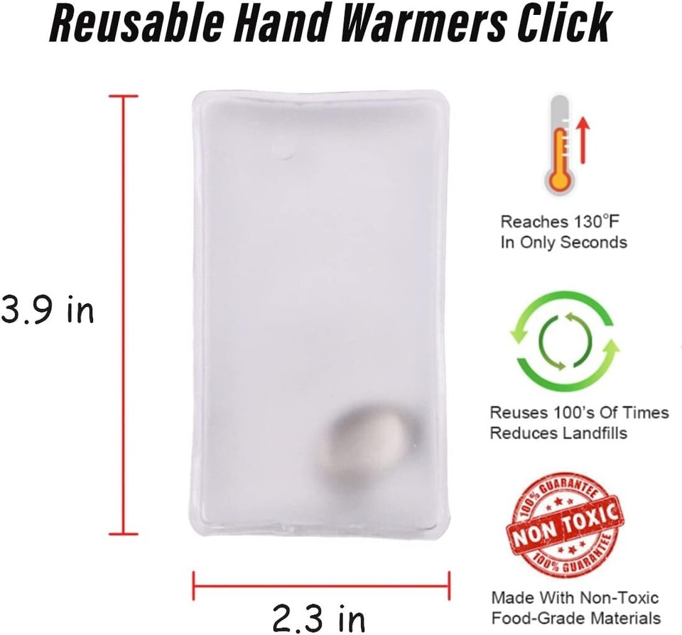 Reusable Click Instant Heat Packs, Pocket Hand Warmers, Snap It Hot ...