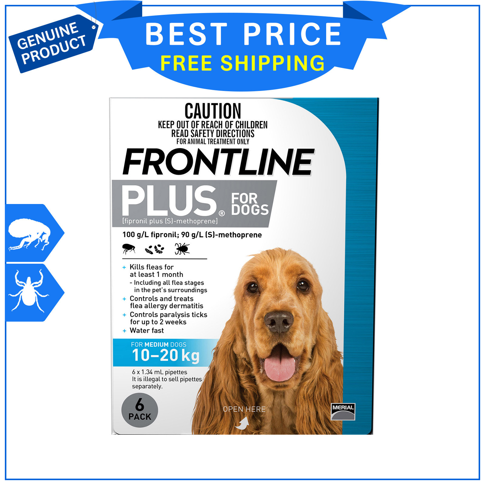 New FRONTLINE PLUS Flea and Tick Treatment All sizes for Dogs 6 ...