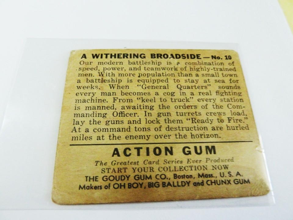 Action Gum card # 10 A Withering Broadside | eBay