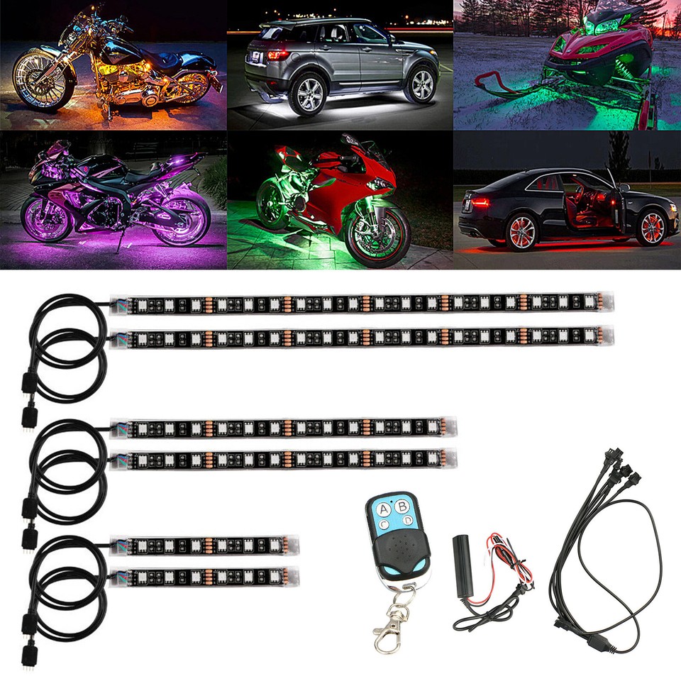 6pcs RGB 120 LEDs LED Under Glow Lights Strips For Harley Davidson ...
