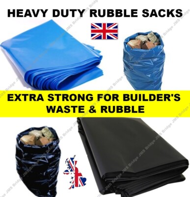 Extra Strong Heavy Duty Black or Blue Rubble Sacks High Strength Bags ...
