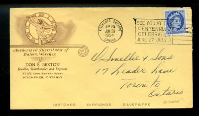 🍁Don S. Bexton Bulova Watches Jewellers, Diamonds 1954 cover Canada | eBay