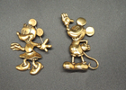 Disney Mickey & Minnie Mouse Gold Tone Pin Brooch Set Moveable Minnie w ...