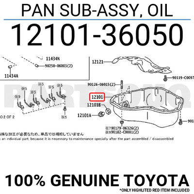 1210136050 Genuine Toyota PAN SUB-ASSY, OIL 12101-36050 | eBay
