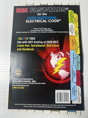 BBI National Electrical Code NEC Colored 2020 Fast-Tabs For Softcover ...