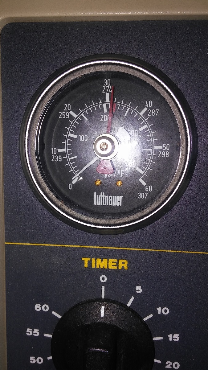 Used tuttnauer manual autoclave Sterilizer pressure gauge 0 ~ 60 PSI ...