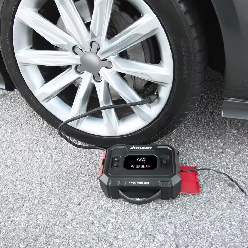 Husky 12-Volt Inflator Digital Gauge for Sports Equipment Car Tires Air ...