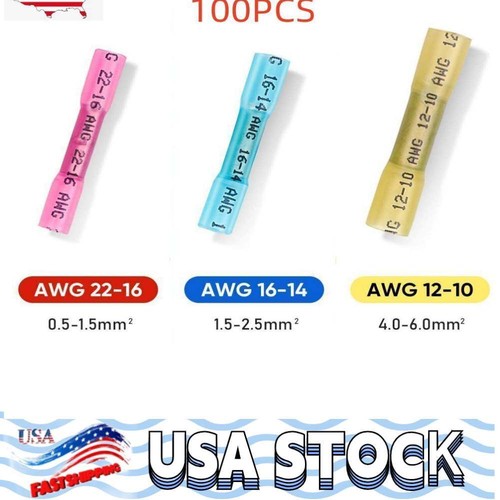 Heat Shrink Electrical Wire Butt Connectors Splice Crimp Terminals Kit ...