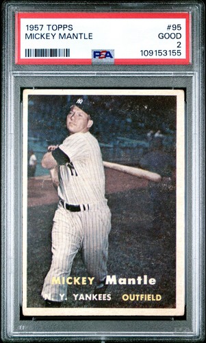1957 Topps Mickey Mantle PSA 2 GOOD (JUST GRADED) New York Yankees #95 ...