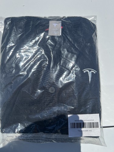 TESLA Black Cardigan Sweater Men’s Size XS Chest Logo Button Up ...