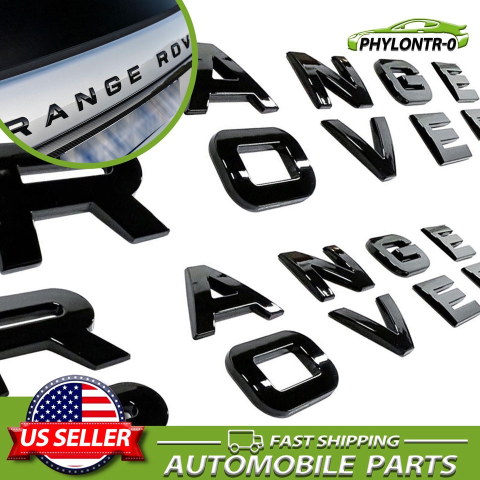 2Set Gloss Black Front Rear Emblem For RANGE ROVER Letter Nameplate ...