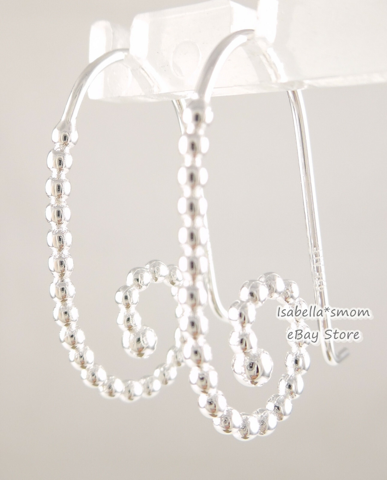 RETIRED Genuine PANDORA Compose Dangle EARRINGS BEADED Swirl POSTS ...
