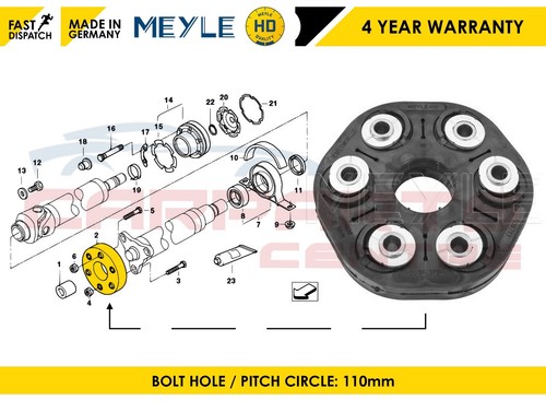 FOR BMW 330 330D 3 SERIES E46 PROPSHAFT COUPLING 26111229754 ...