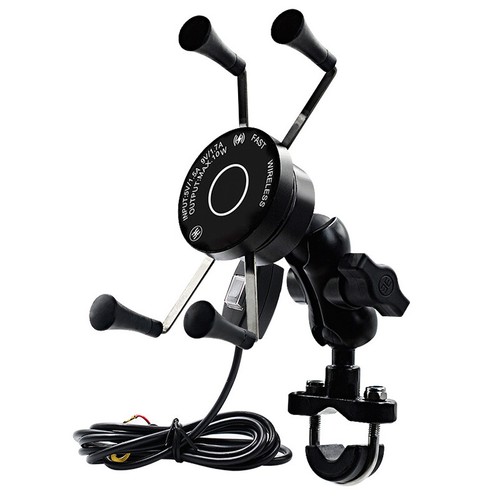 Motorcycle Phone Mount Bracket Install Phone Holder w/ Wireless Charge ...