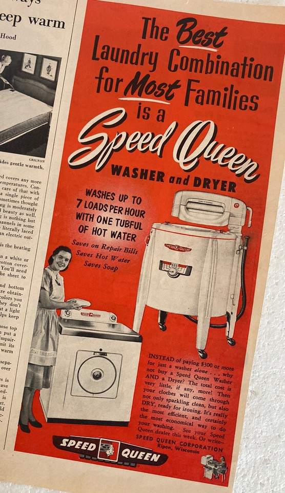 1952 print ad - Speed Queen wringer washer dryers vintage laundry ...