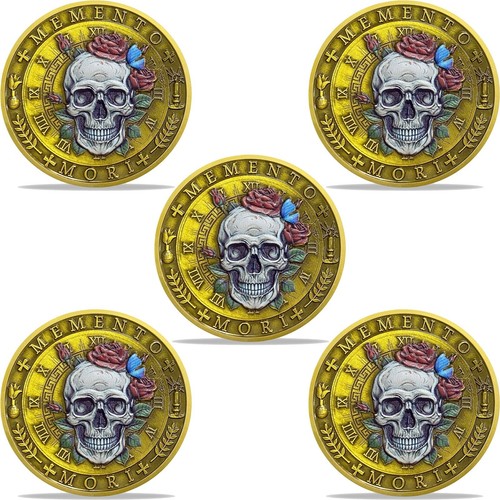 Gold Skull Memento Mori Coin Challenge Coin Stoic Practice Token Gifts ...