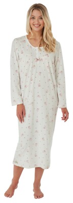 Ladies Fleece Long Sleeve Nightie/Nightdress Pink Or Blue Dots Size 8 ...