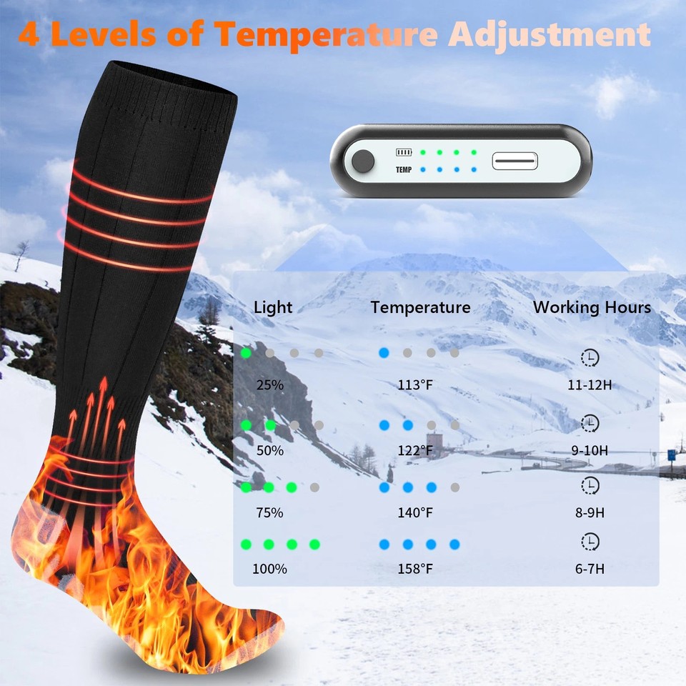 Heated Socks for Men Women, Upgraded 7500mAh Rechargeable Electric ...