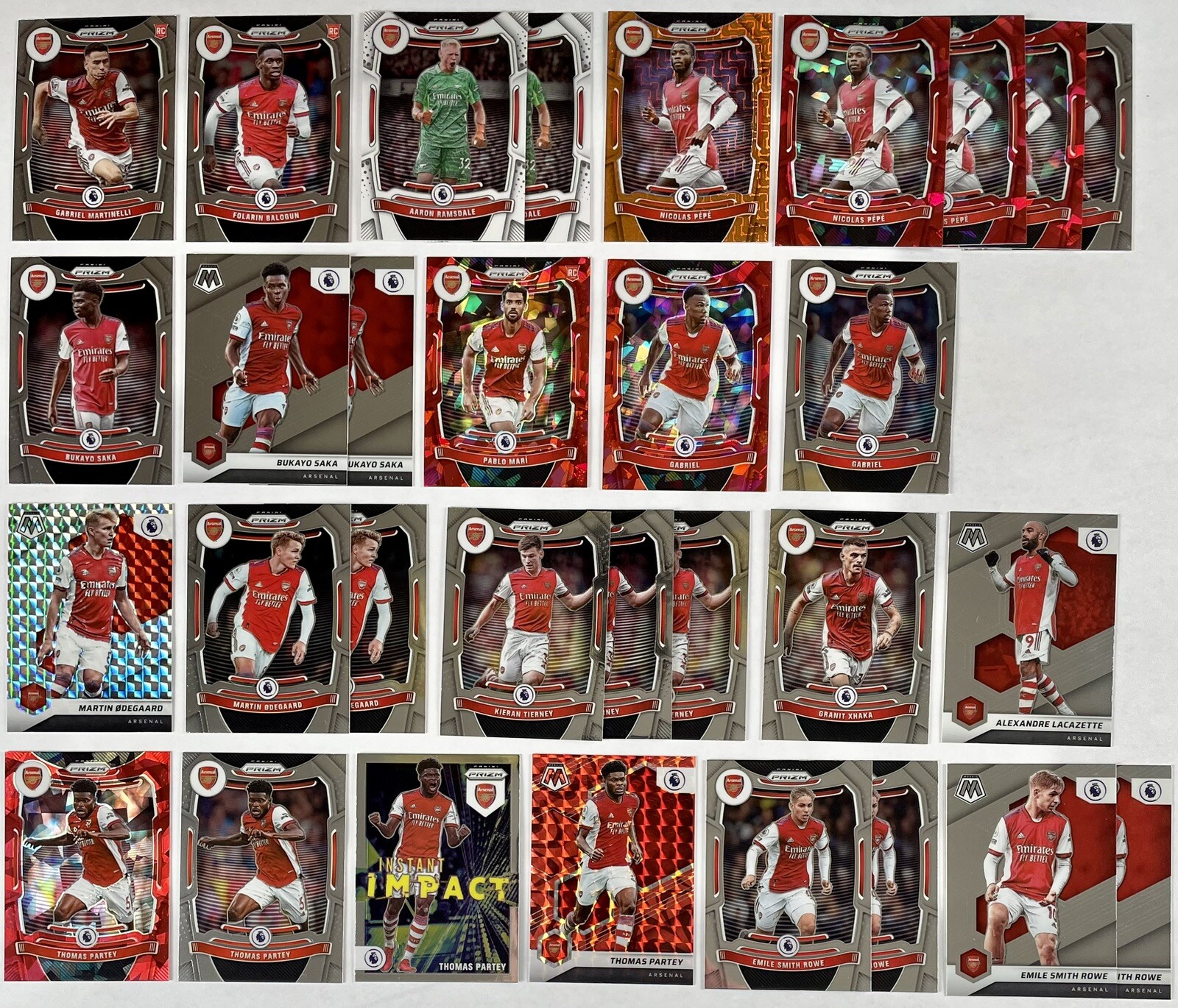 Arsenal 2021-22 Mosaic Prizm Red Cracked Ice Rookie Orange Mojo RC 31 ...