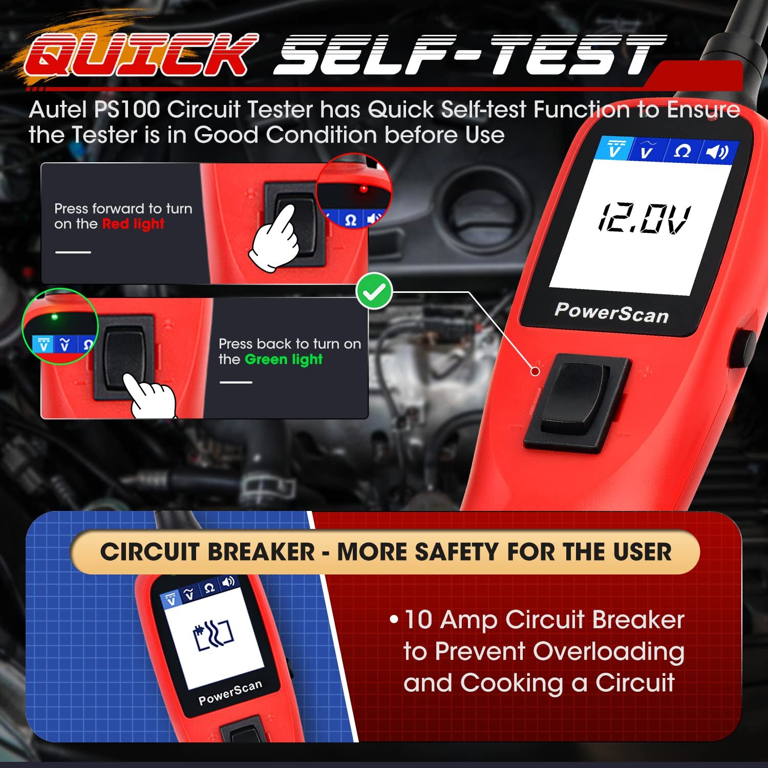 Autel Power Scan PS100 Circuit Tester Electrical Power Probe 12V/24V ...