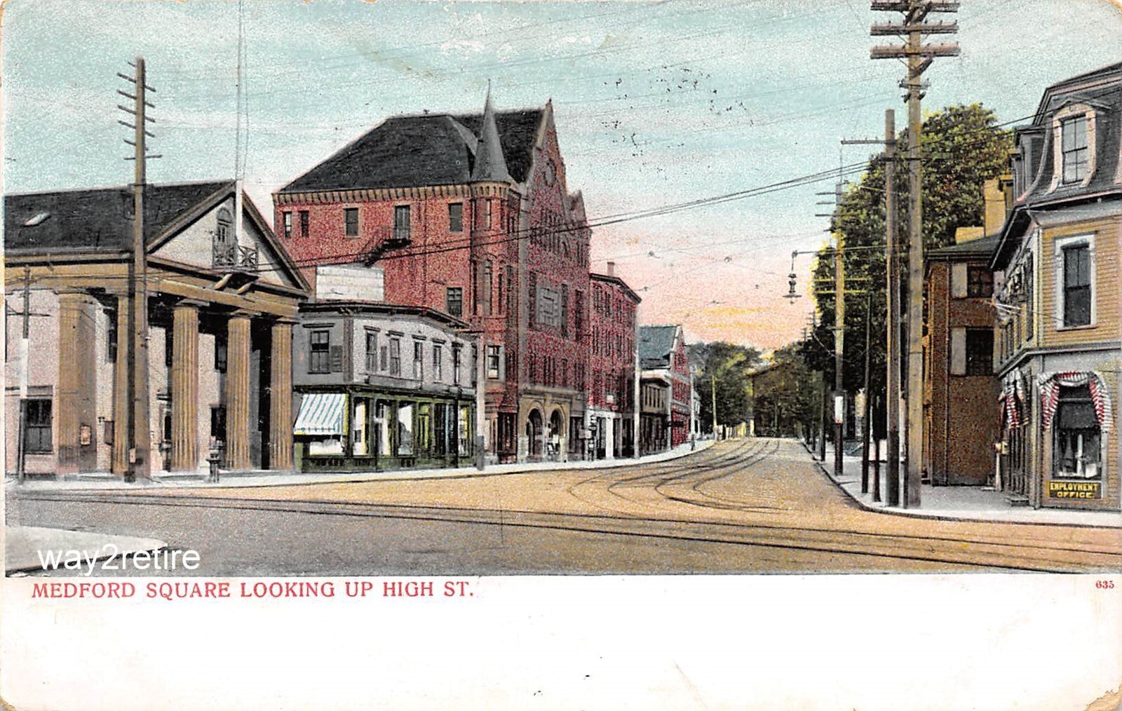 Postcard MA Medford Square High Street Middlesex County Massachusetts ...