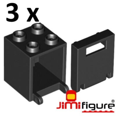NEW 3 x LEGO Container Box 2x2x2 & Door with Slot Black 4345 4346 Bulk ...
