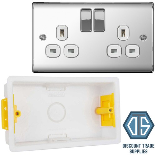 BG Polished Chrome Double Socket NPC22W 35mm Double Dry Lining Fast Fix ...
