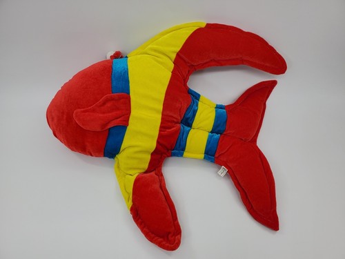 Six Flags Large Fish Red Yellow Blue 21" Plush Soft Stuffed Animal Toy ...