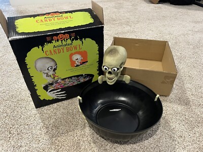 Halloween Skull Animated Skeleton Gemmy Candy Dish Bowl Motion ...