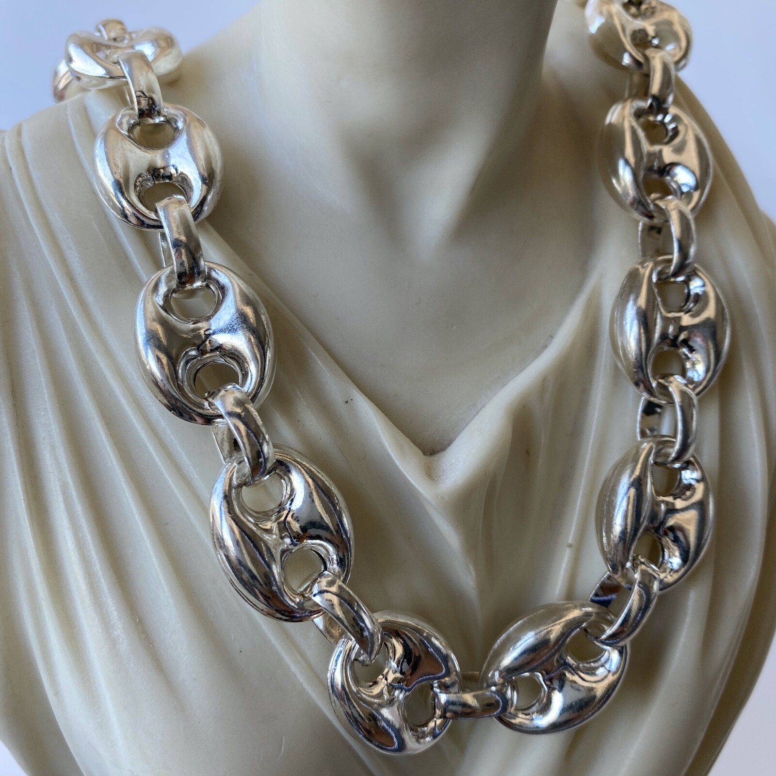 Mens Puffed Mariner Link Chains Necklaces 925 Sterling Silver 28Inch ...