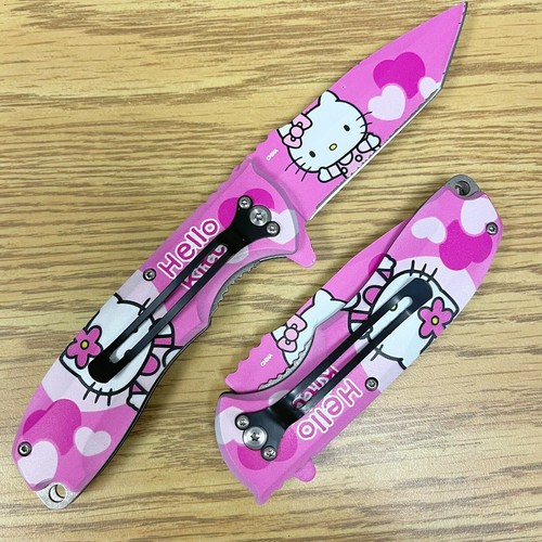 8.5" Hello Kitty Tactical Super Knife Spring Assisted Open Blade ...