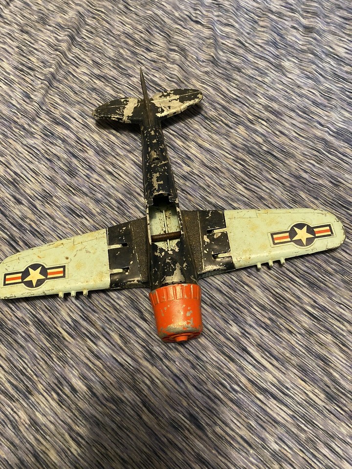 VINTAGE 1950s HUBLEY Die-Cast Navy Fighter Bomber AIR PLANE KIDDIE TOY ...