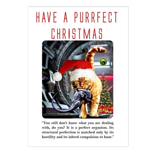 Jones the Cat with Alien in Mouth Xenomorph Alien Christmas Card ...