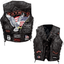 VEST LEATHER Biker Black Buffalo Motorcycle w/ 14 Patches US Flag Eagle ...