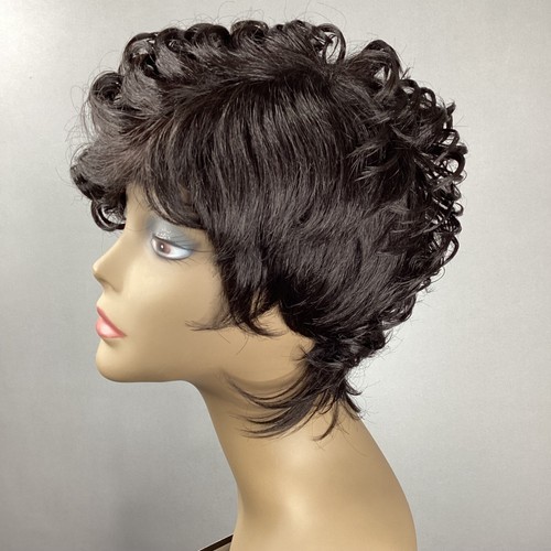 Elia #2 Darkest Brown Curly Faux Hawk Pixie Wig Classic Cap Synthetic ...