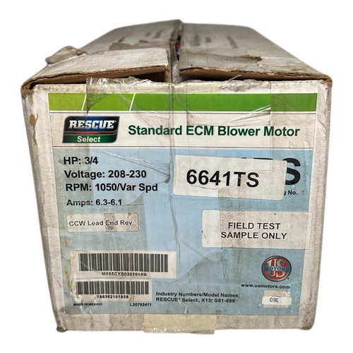 Rescue 6641TS ECM OEM Replacement Motor 208-230V, 1Ph, 3/4hp 1050rpm ...