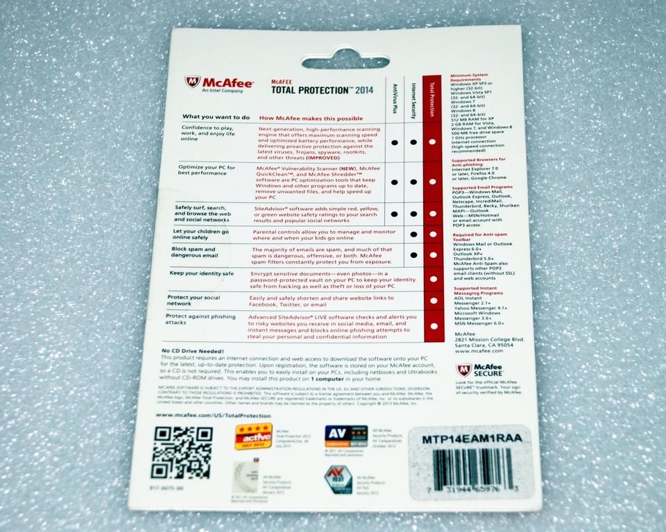 NEW McAfee Total Protection 2014 - 1 PC *NO CD Drive Needed* SEALED | eBay