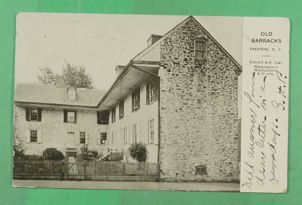 DR WHO 1906 ROCKY HILL NJ FANCY CANCEL OLD BARRACKS TRENTON POSTCARD ...