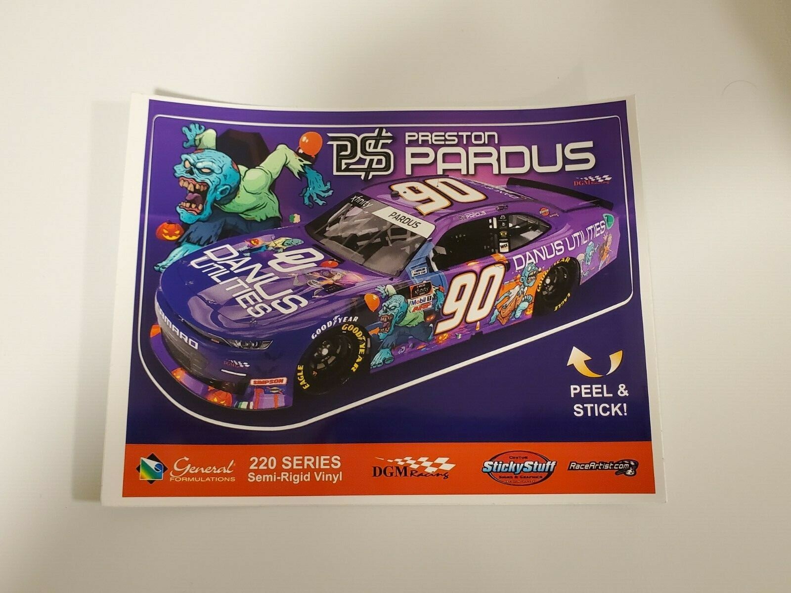 2021 Preston Pardus Halloween Sticker Hero Card DGM Racing Peel and ...