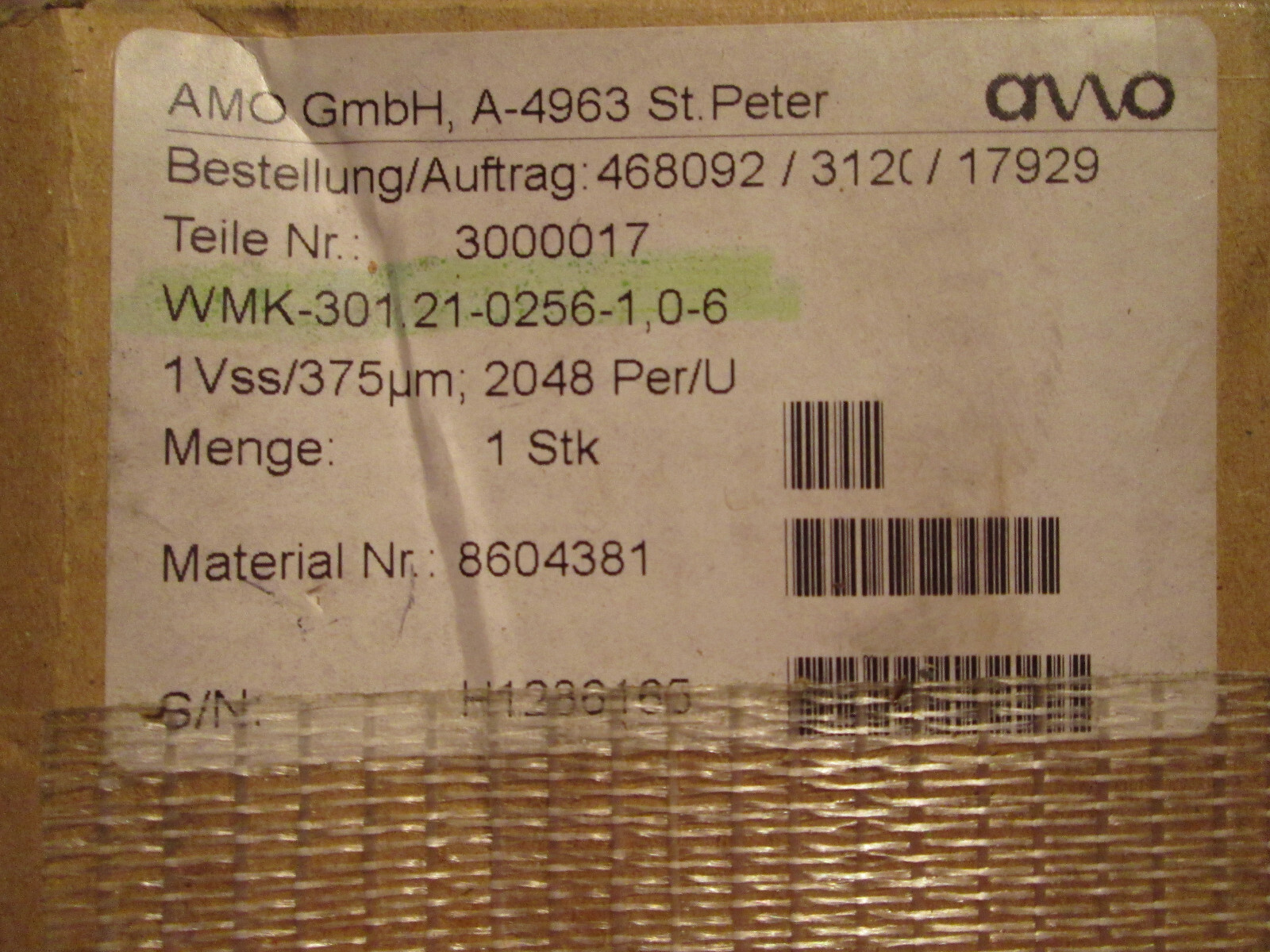 AMO GmbH 8604381 SENSOR FOR TURRET WMK-301.210256-1,0-6 **NEW** | eBay