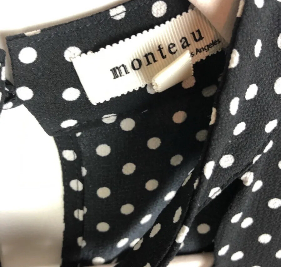 Monteau Black and White Polka Dot Sleeveless Scallop … - Gem
