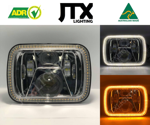 JTX Lighting 5x7" Chrome LED Headlights - White Halo Flashes Amber ...